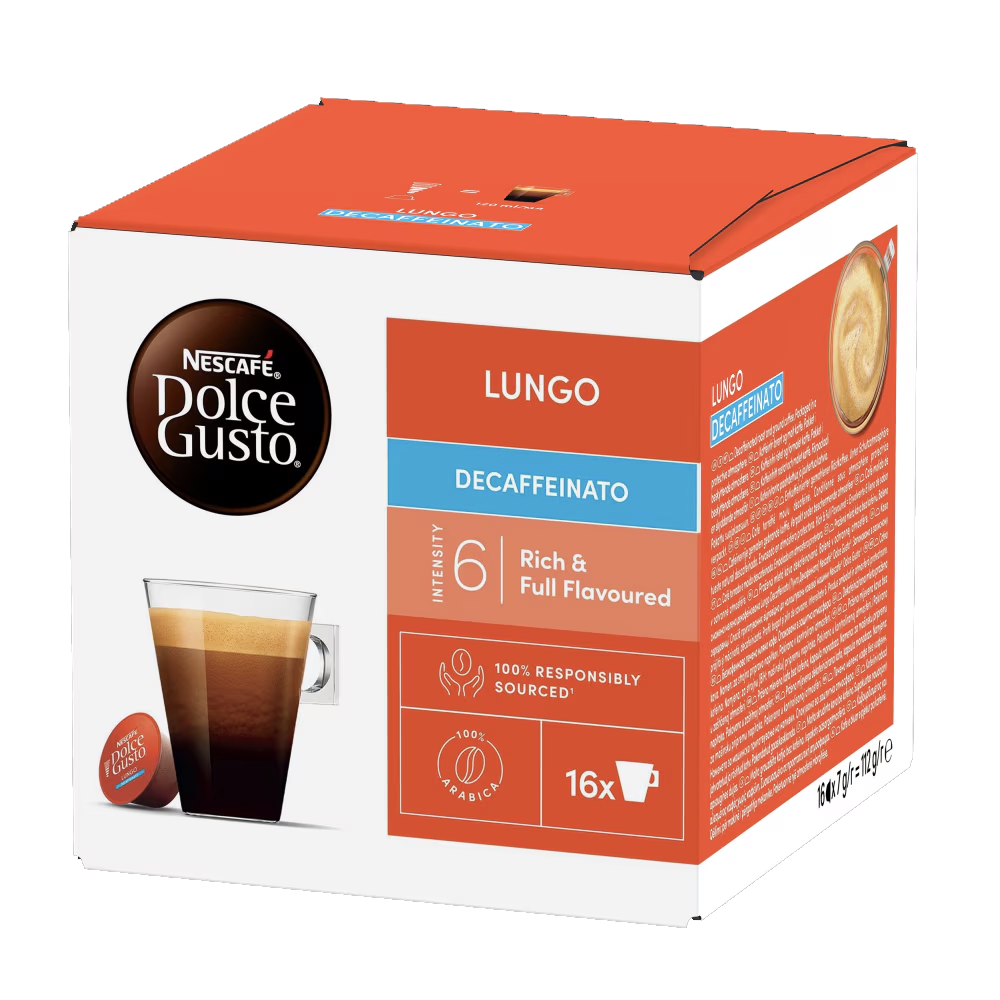 Lungo Decaffeinato - Decaffeinated Nescafe Dolce Gusto® Official Pods ...